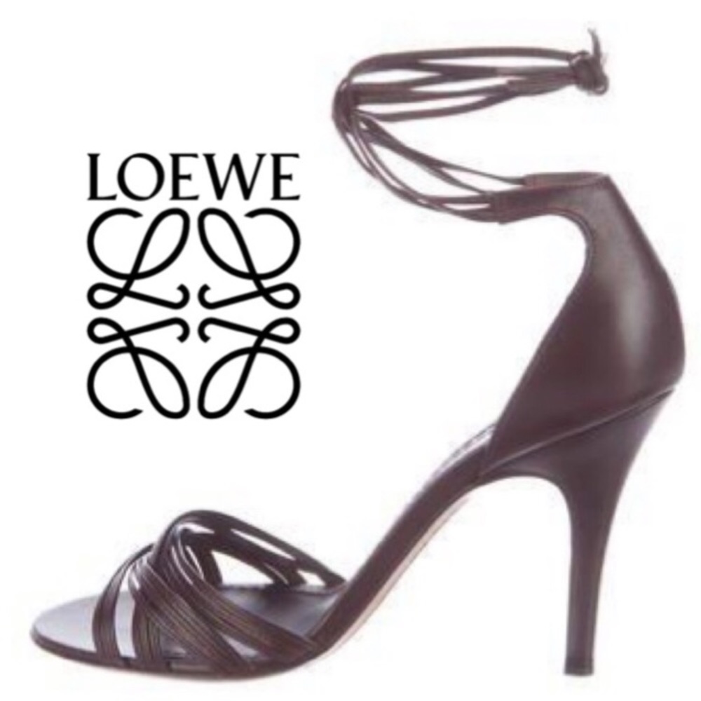 Loewe Italian Leather Strappy Heels - Gem